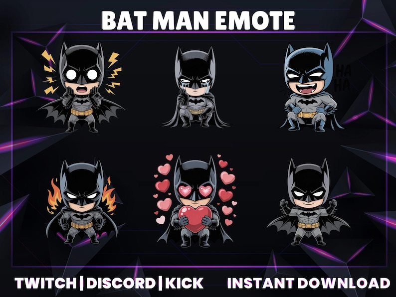 Dark Hero Emote Pack | Chibi Vigilante Set | 6x Streaming Emotes - Etsy