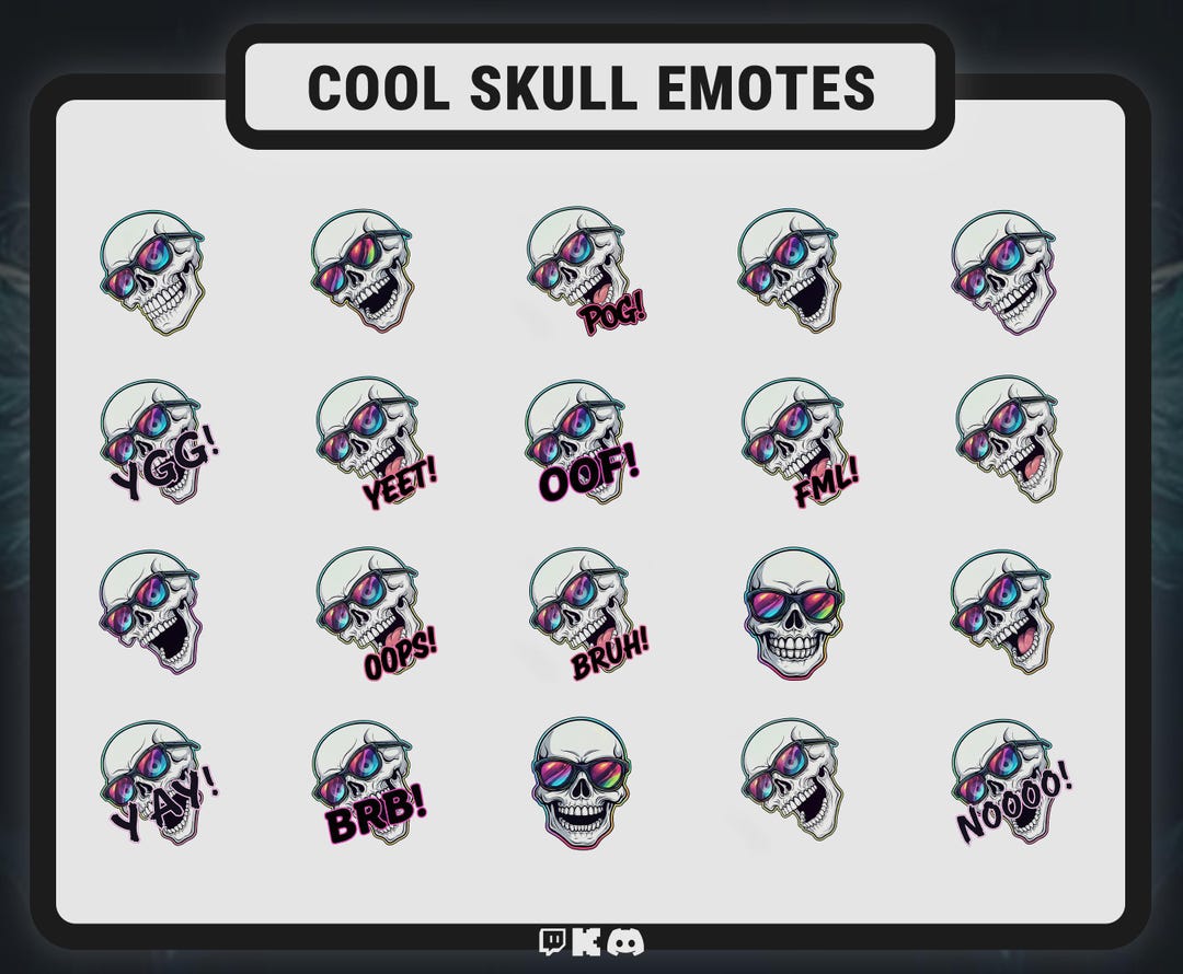 Cool Skull Emotes Gaming Skull Emotes Pack Twitch Discord Kick PNG ...
