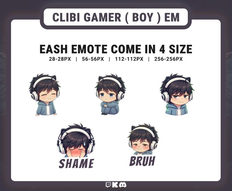 Chibi Gamer Boy Emotes, Streaming Emote Pack (PNG, Instant Download) - Etsy