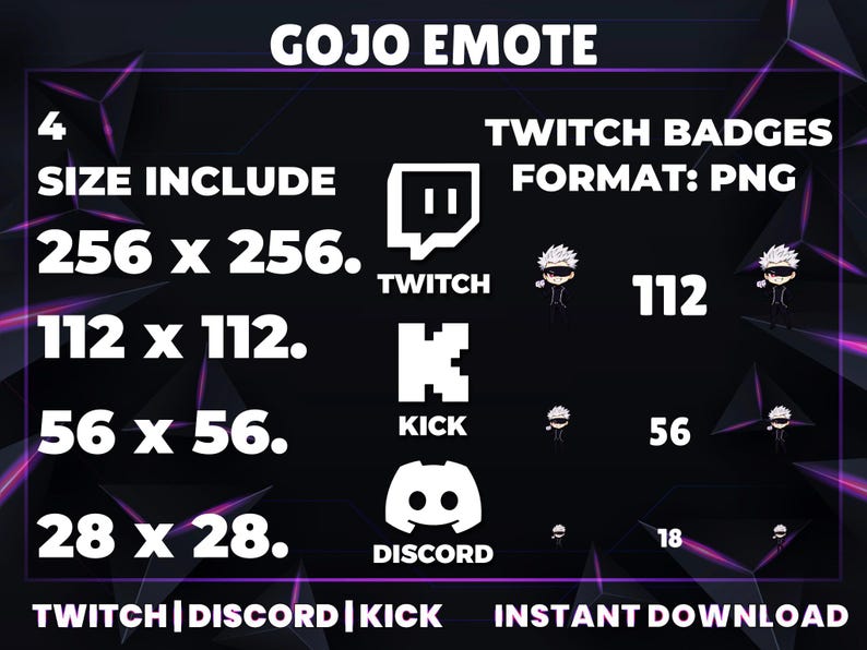 Gojo Anime Emotes for Twitch, Discord, Kick (instant Download) - Etsy