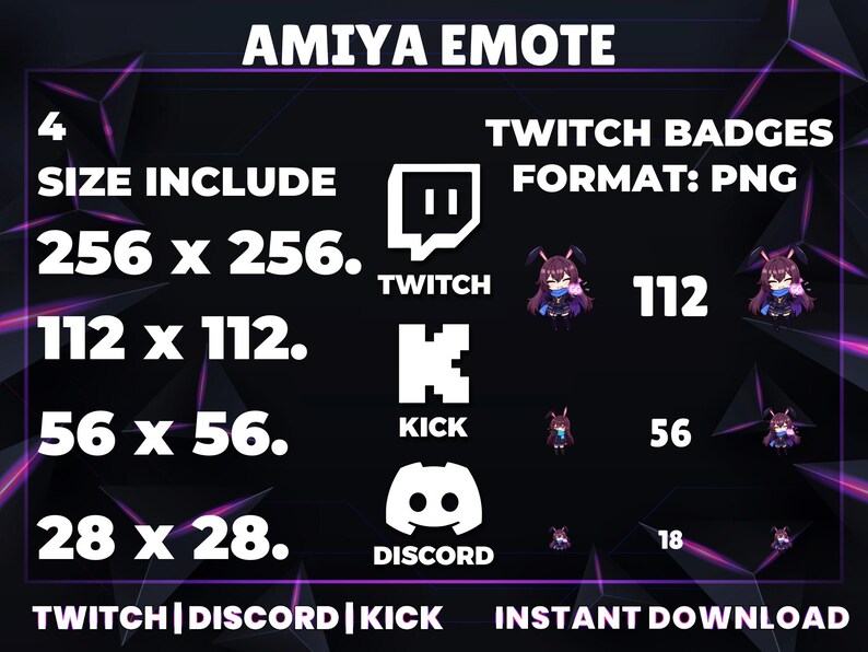 Chibi Bunny Girl Emotes: Anime Twitch, Discord, Kick (instant Download ...