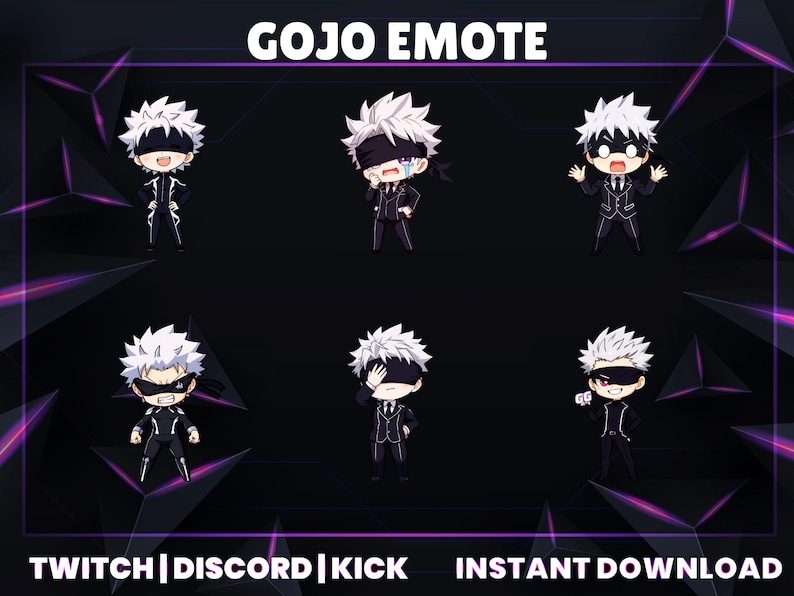 Gojo Anime Emotes for Twitch, Discord, Kick (instant Download) - Etsy