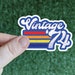Number 74 Sticker Retro Rainbow Numbers 74th Birthday Decal Year Party ...