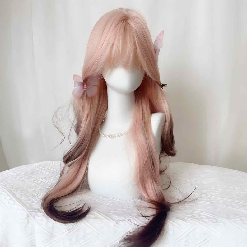 Pink Ombre Curly Wig: Long Synthetic Lace Front Cosplay Hair - Etsy