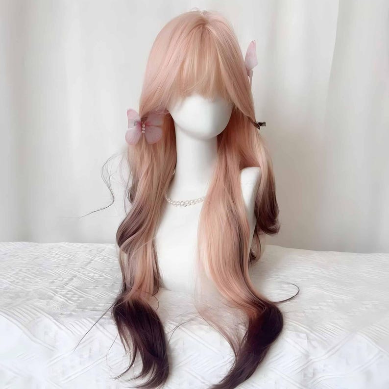 Pink Ombre Curly Wig: Long Synthetic Lace Front Cosplay Hair - Etsy