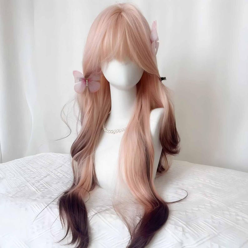 Pink Ombre Curly Wig: Long Synthetic Lace Front Cosplay Hair - Etsy