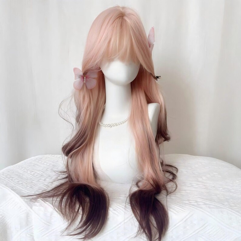 Pink Ombre Curly Wig: Long Synthetic Lace Front Cosplay Hair - Etsy