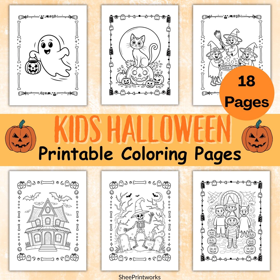 Halloween Coloring Pages for Kids – 18 Printable Spooky Fun Sheets With ...