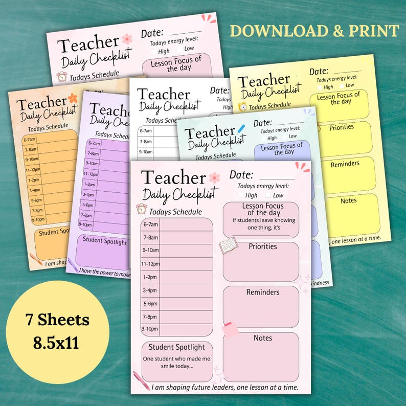 Teacher Daily Checklist Template | Printable Classroom Planner| Lesson ...