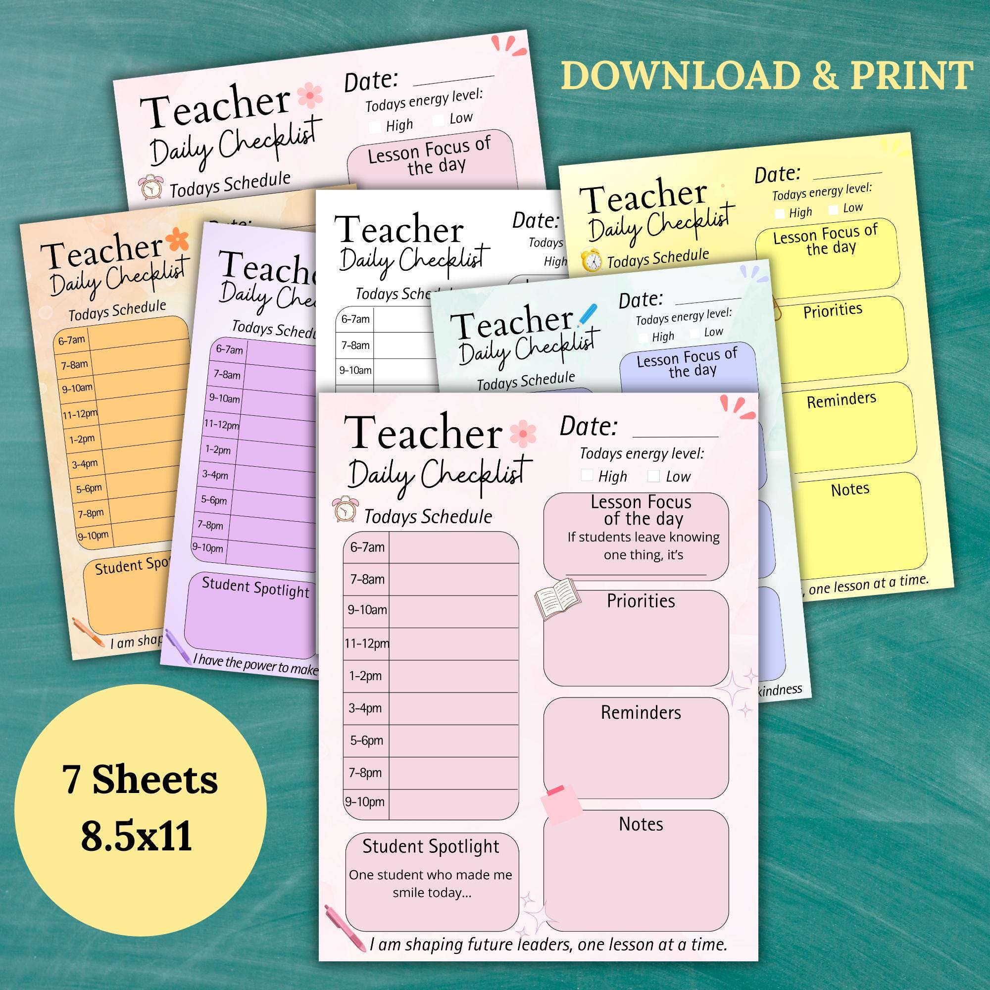 Teacher Daily Checklist Template | Printable Classroom Planner| Lesson ...