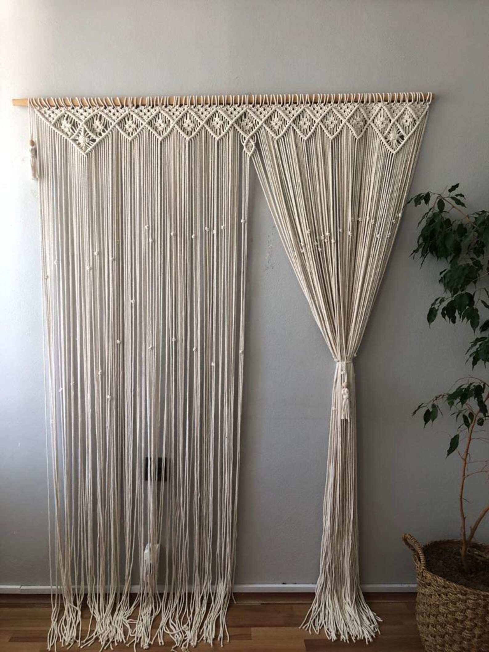 Handmade Macrame Curtain: Boho Room Divider, Natural Cotton Decor - Etsy
