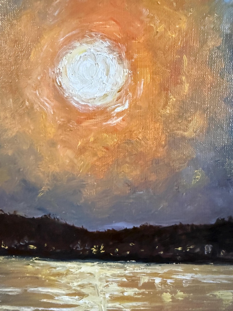 Original Oil Painting: Golden Sunset Sailboats Seascape Wall Art (18x24 ...