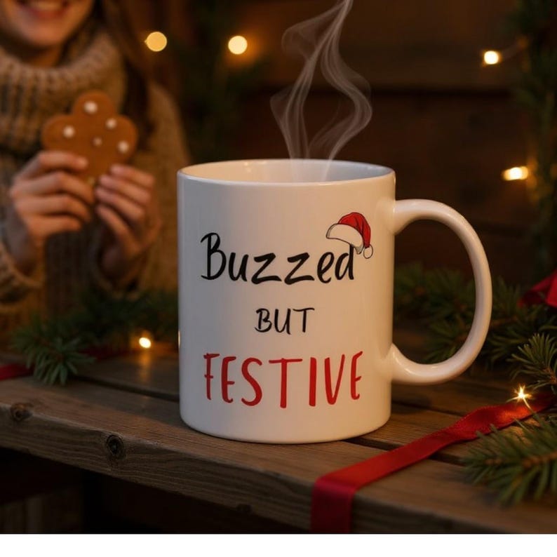 Buzzed but Festive Sign | Funny Christmas Wall Art, Holiday Printable ...