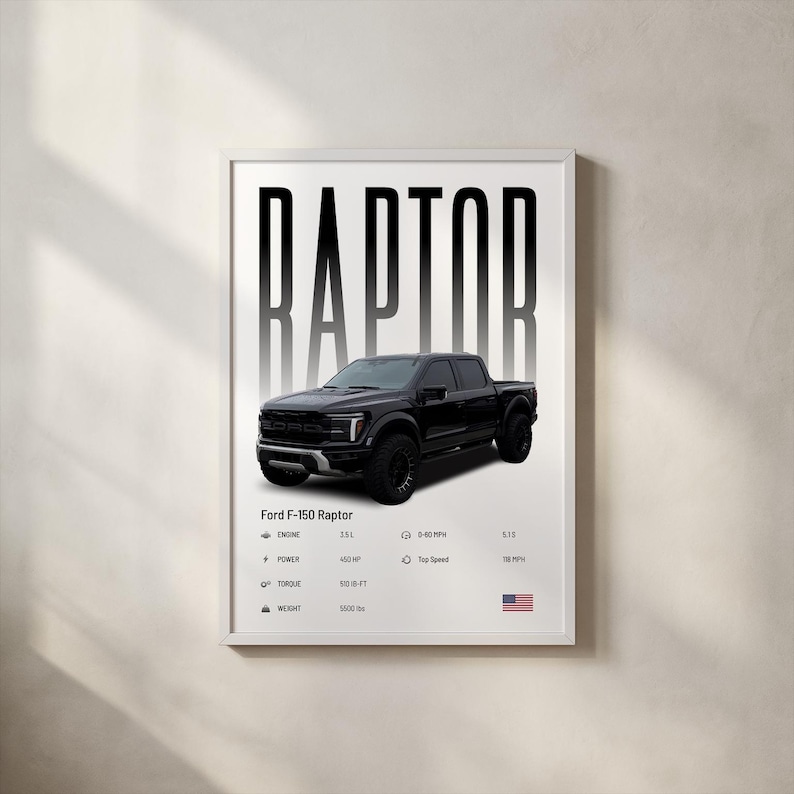 Ford F-150 Raptor Poster | Car Print | Pickup Truck Poster | Off-road ...