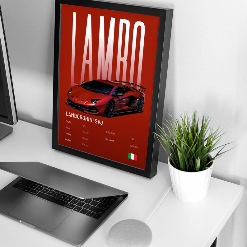 Lamborghini Aventador SVJ Poster | Car Print | Hyper Car Poster | Super ...
