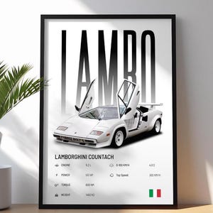 Lamborghini Countach Poster | Car Print | Hyper Car Poster | Super Car ...