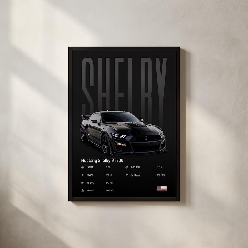 Ford Mustang Shelby GT500 Poster | Car Print | Muscle Car Poster ...