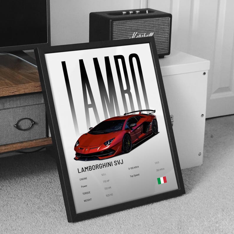 Lamborghini Aventador SVJ Poster | Car Print | Hyper Car Poster | Super ...