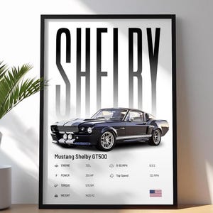 Ford Mustang Shelby GT500 Poster | Car Print | Muscle Car Poster ...