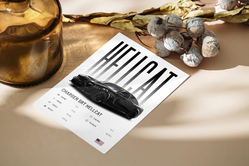 Charger SRT Hellcat Poster | Car Print | Hyper Car Poster | Super Car ...