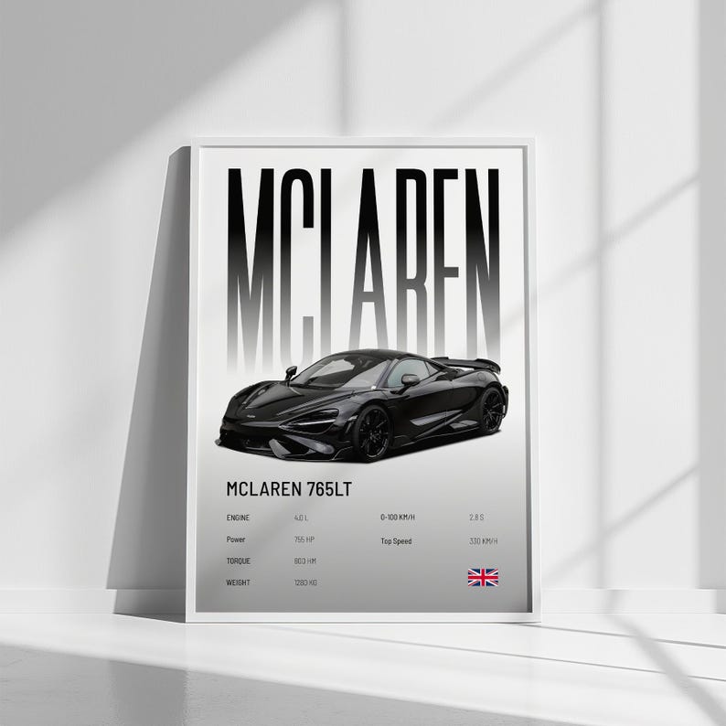 Mclaren 765LT Poster | Car Print | Hyper Car Poster | Super Car Print ...