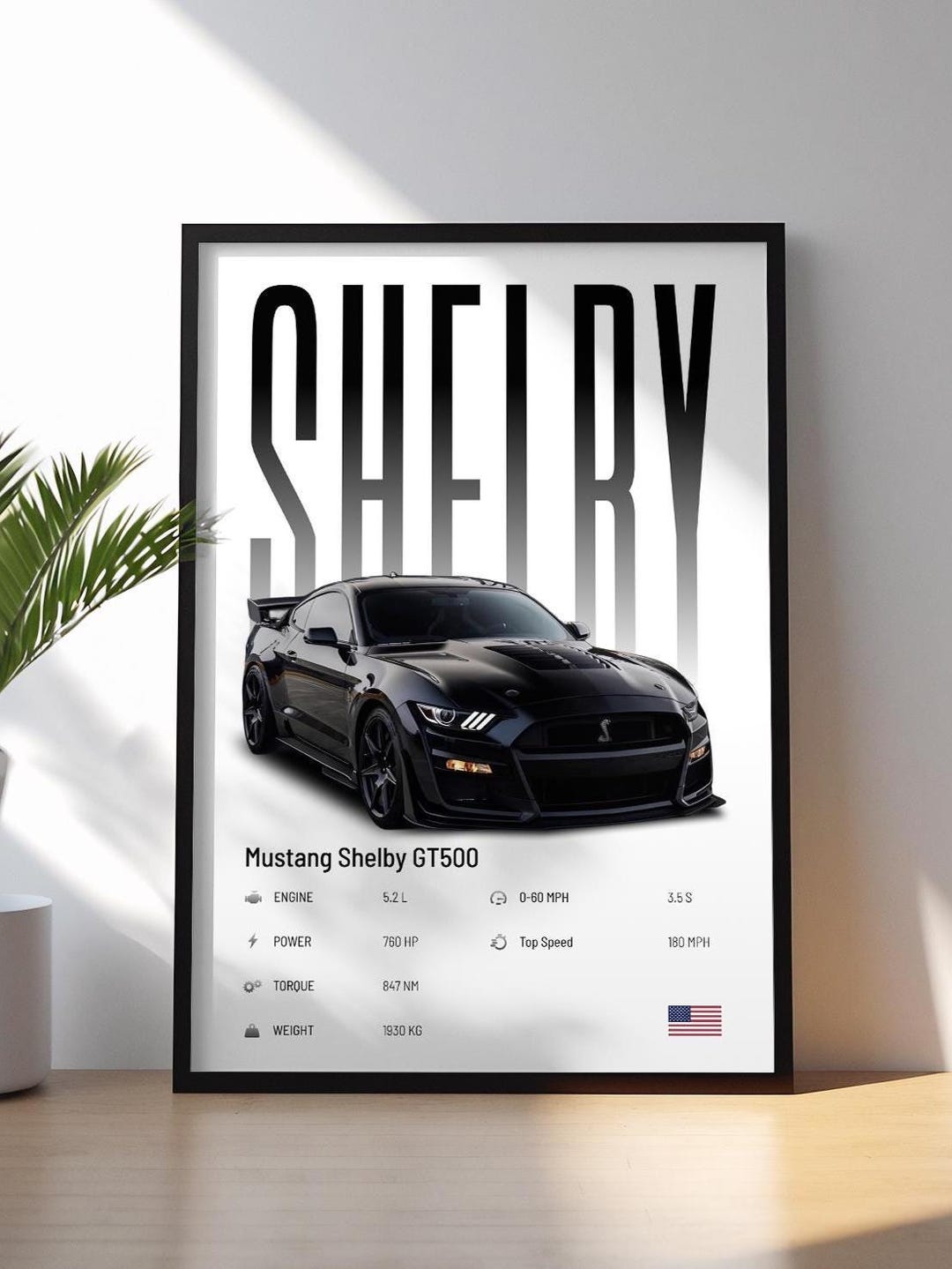 Ford Mustang Shelby GT500 Poster | Car Print | Muscle Car Poster ...
