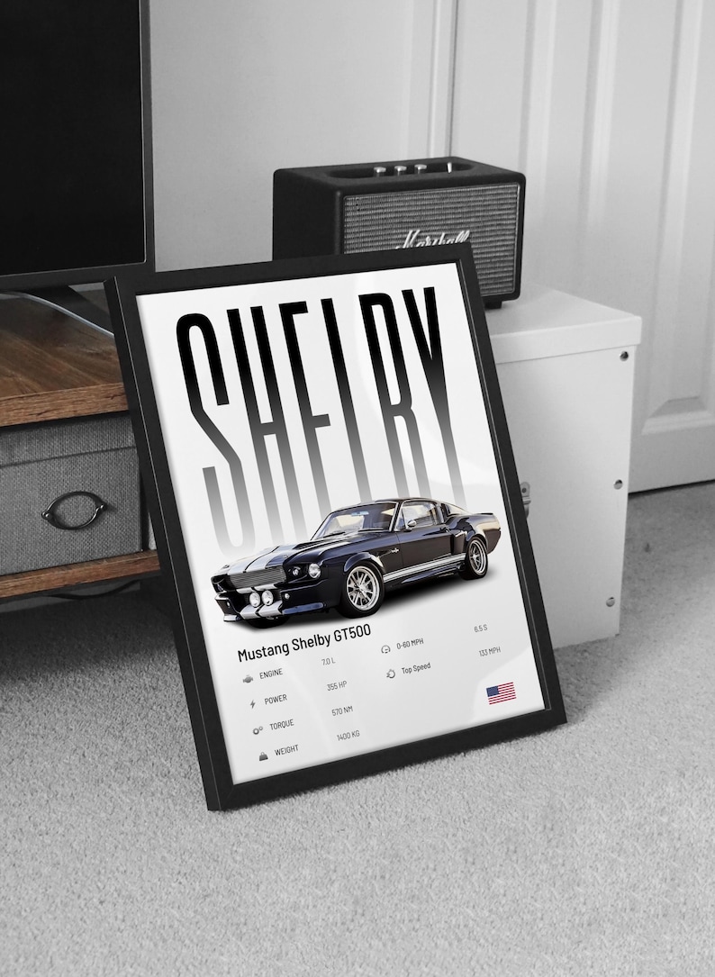 Ford Mustang Shelby GT500 Poster | Car Print | Muscle Car Poster ...