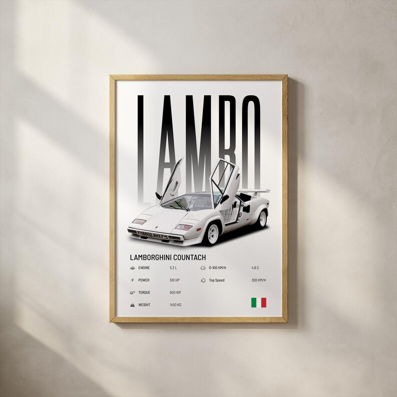 Lamborghini Countach Poster | Car Print | Hyper Car Poster | Super Car ...