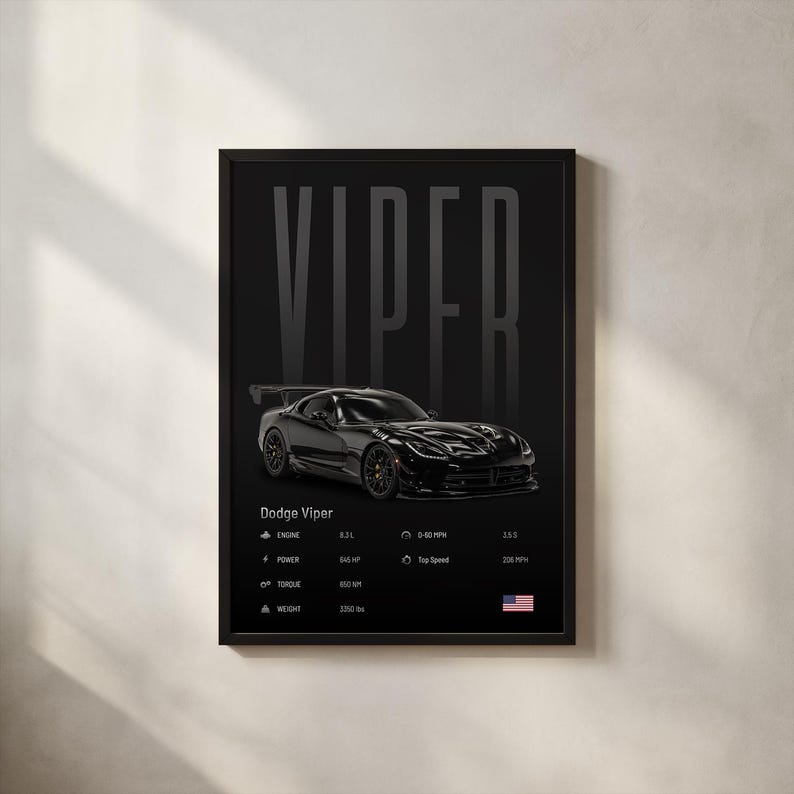 Viper Poster | Car Print | Hyper Car Poster | Super Car Print | Art ...