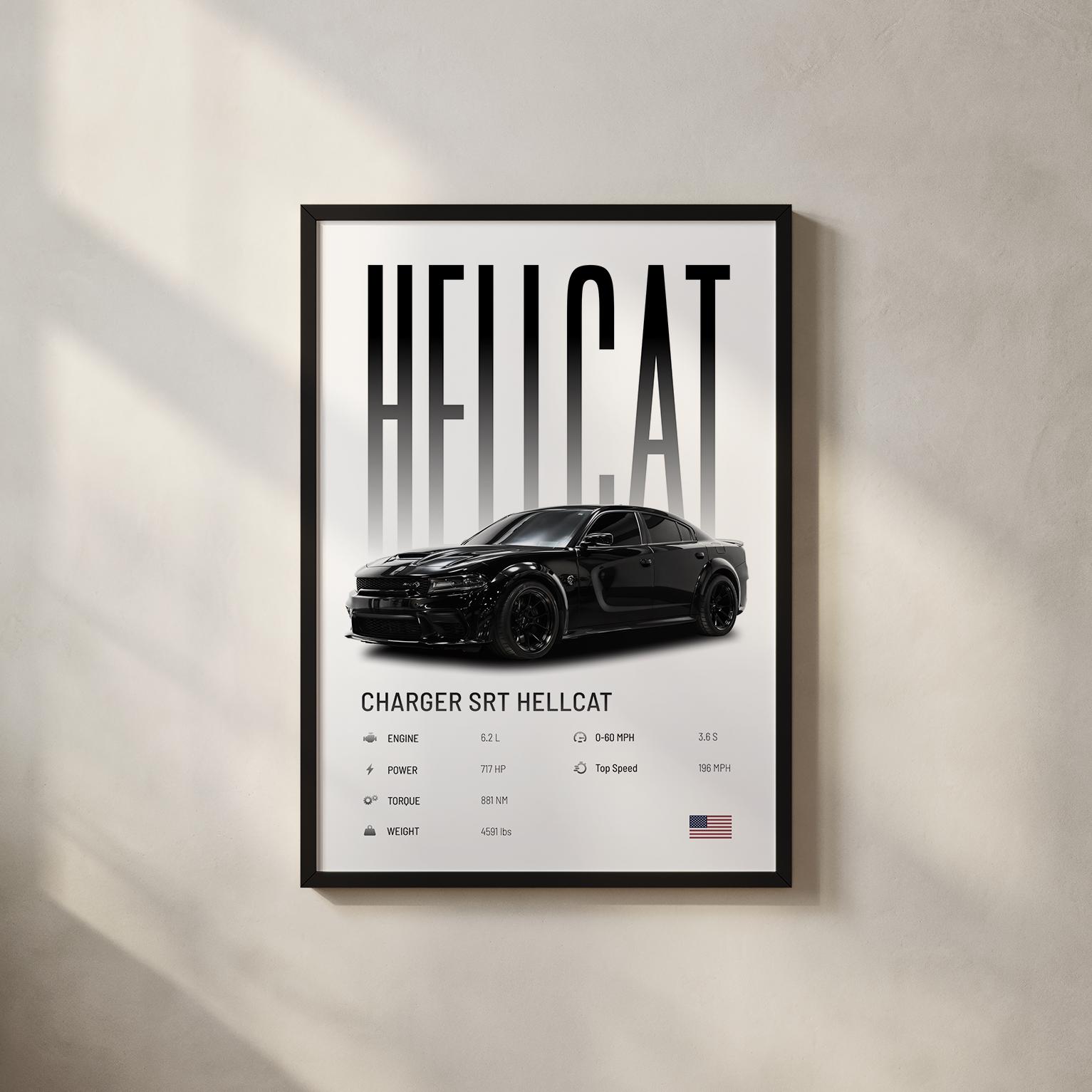 Charger SRT Hellcat Poster | Car Print | Hyper Car Poster | Super Car ...