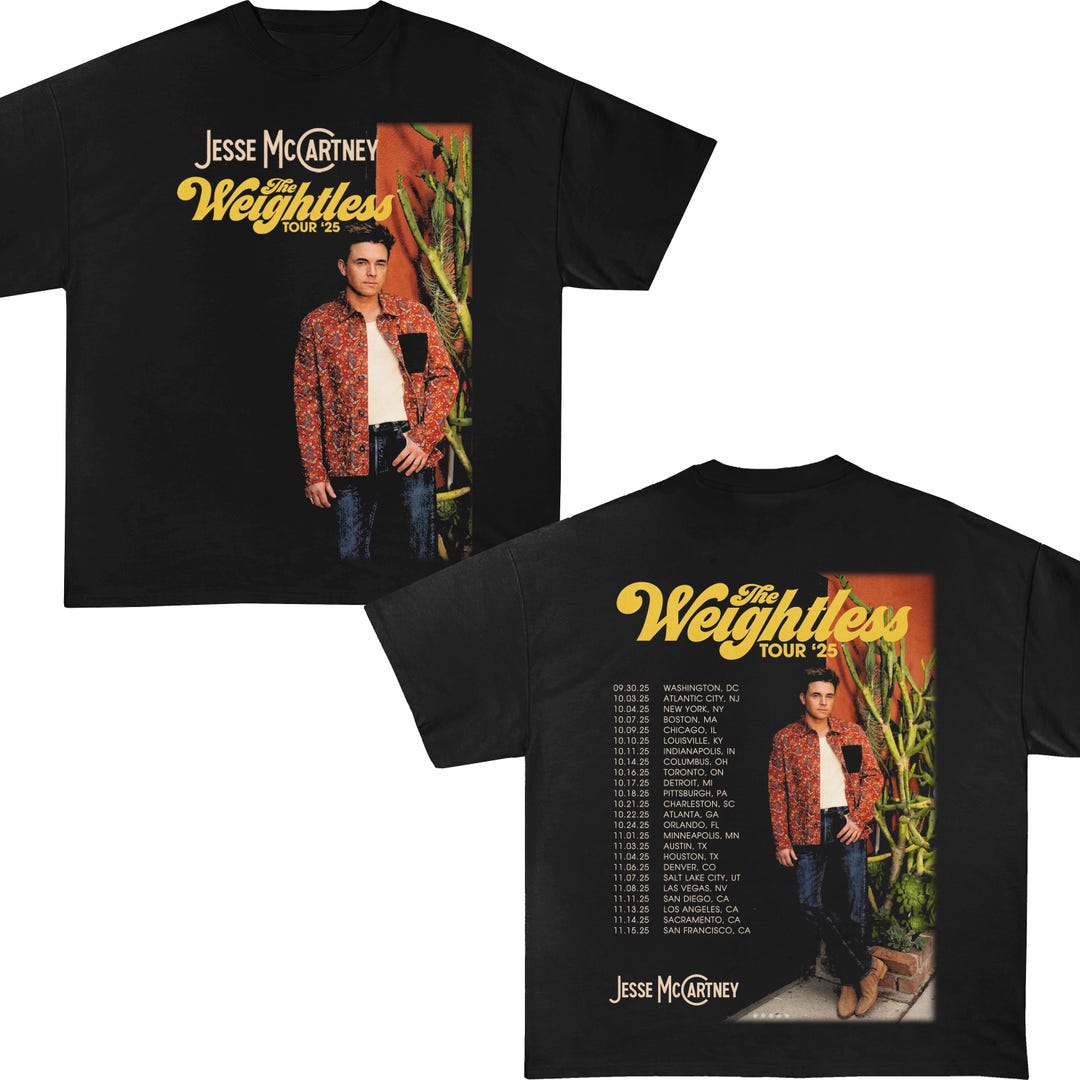 Jesse Mccartney the Weightless Tour 2025 Shirt, Jesse Mccartney Graphic ...