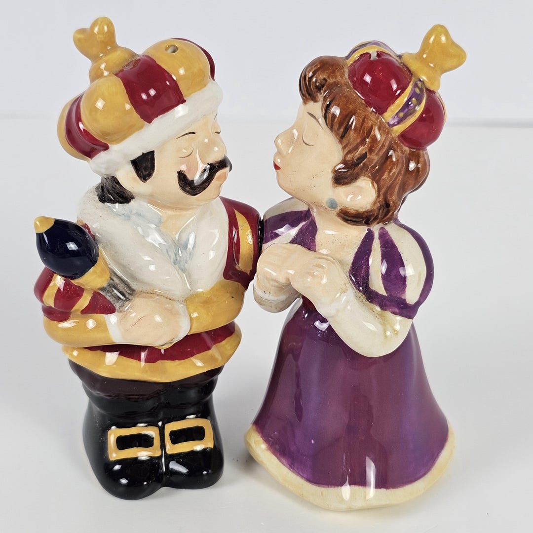 King & Queen Magnetic Salt and Pepper Shaker Set – 4" Ceramic Royal ...