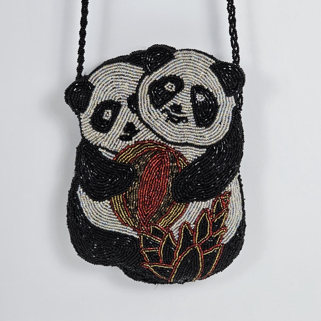 Lisa Loren Hand Beaded Panda Purse Crossbody Bag Beaded Animal Novelty ...