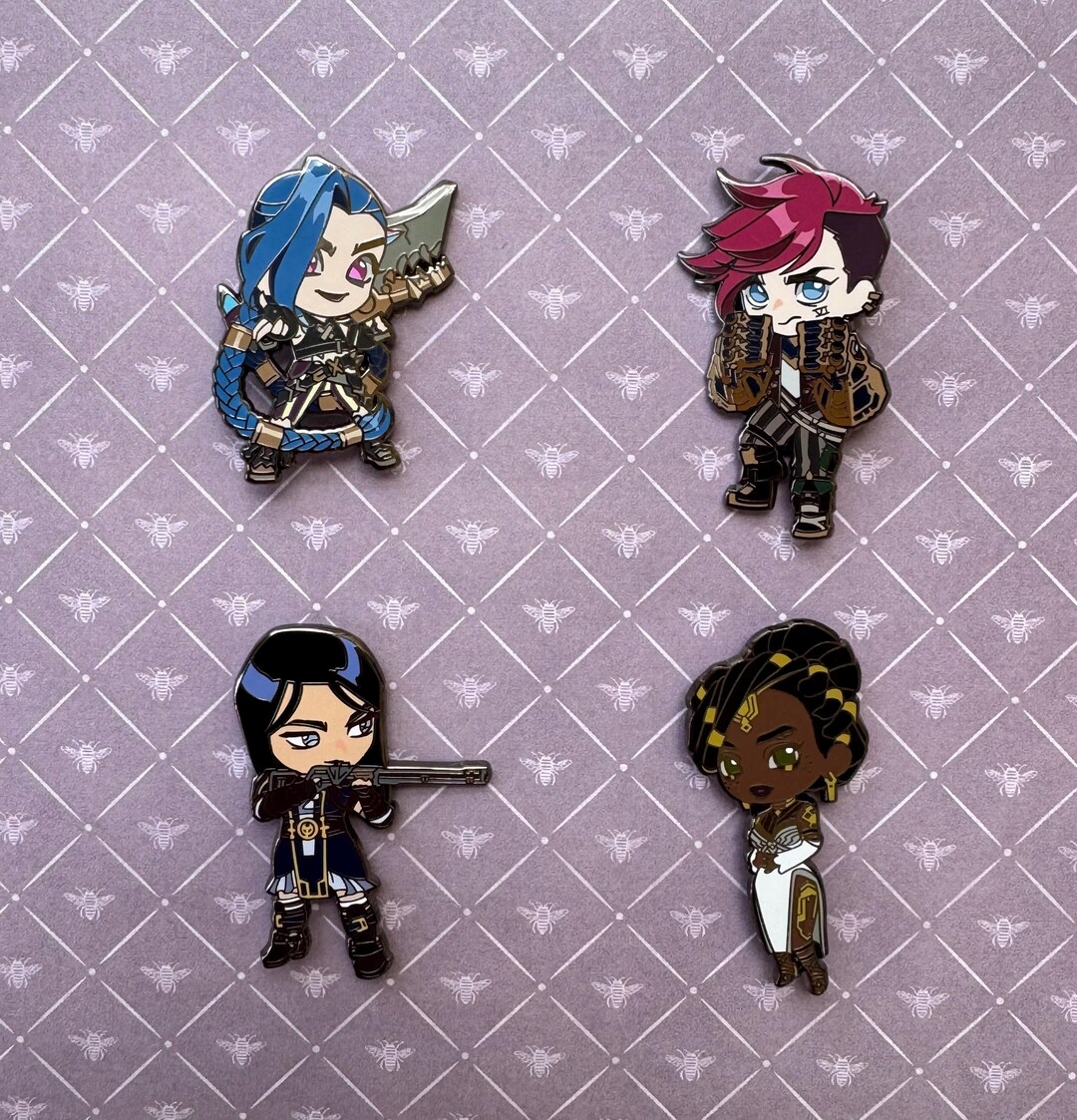 League of Legends Arcane Cute Chibi Princepsed Art Enamel Pins Jinx Vi ...