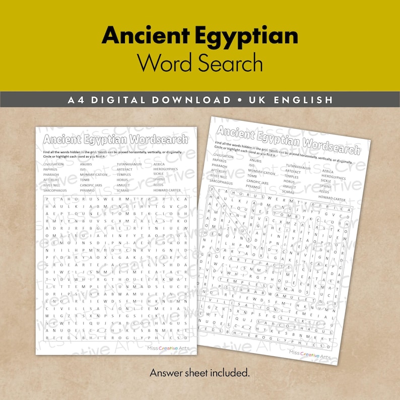Ancient Egyptian Word Search – Fun & Educational! - Etsy