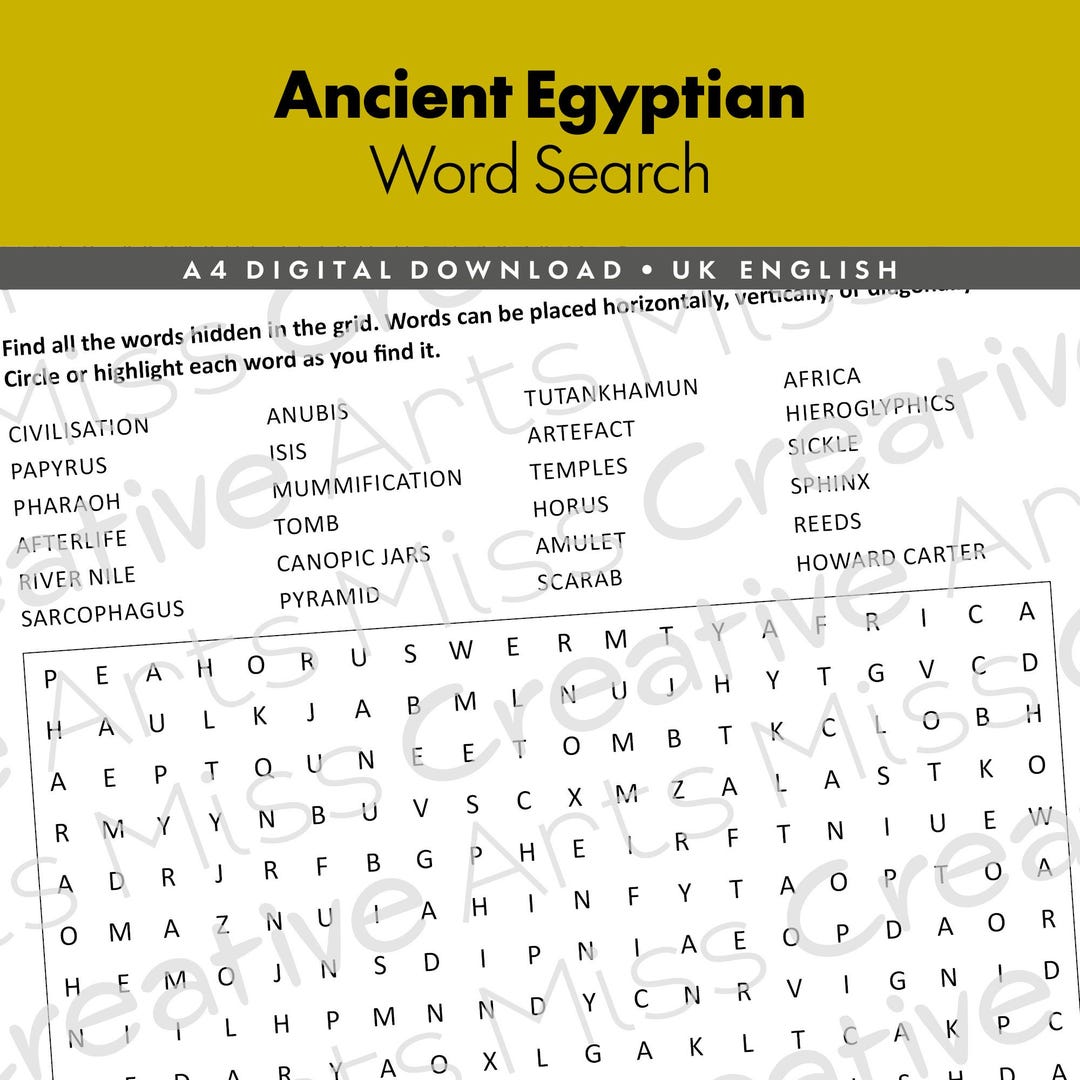 Ancient Egyptian Word Search – Fun & Educational! - Etsy
