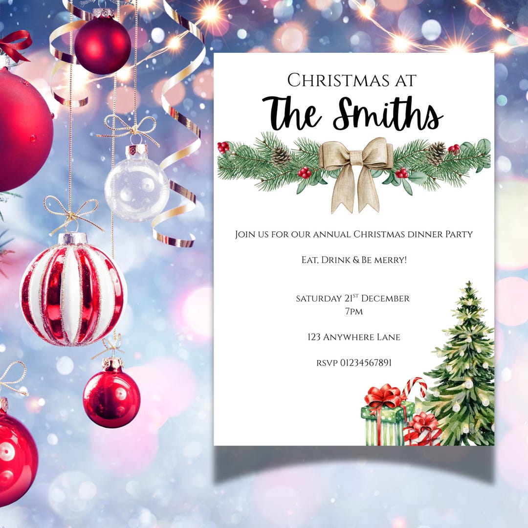 Editable Christmas Party Digital Invitation Template - Instant Download ...