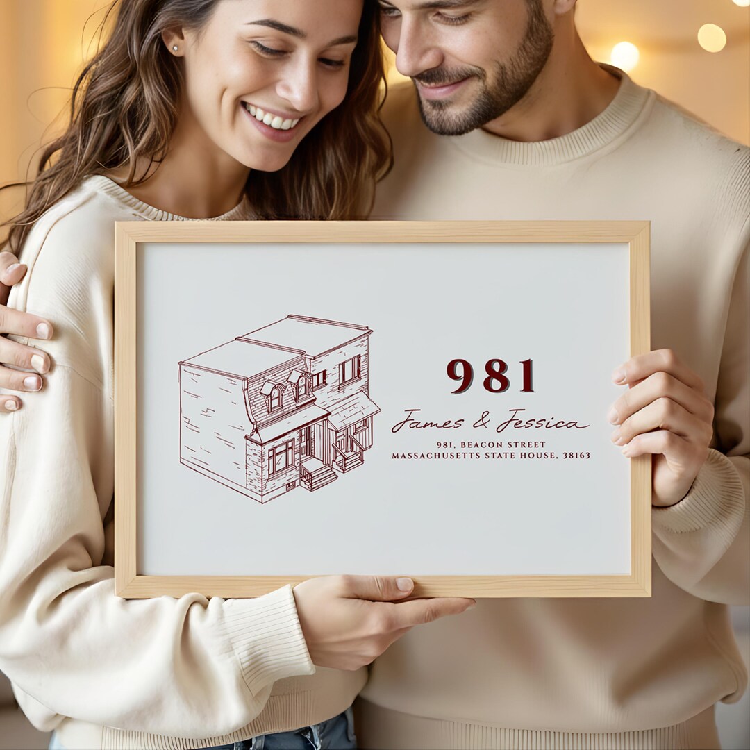 Custom House Drawing, First Home Illustration, Personalized House ...