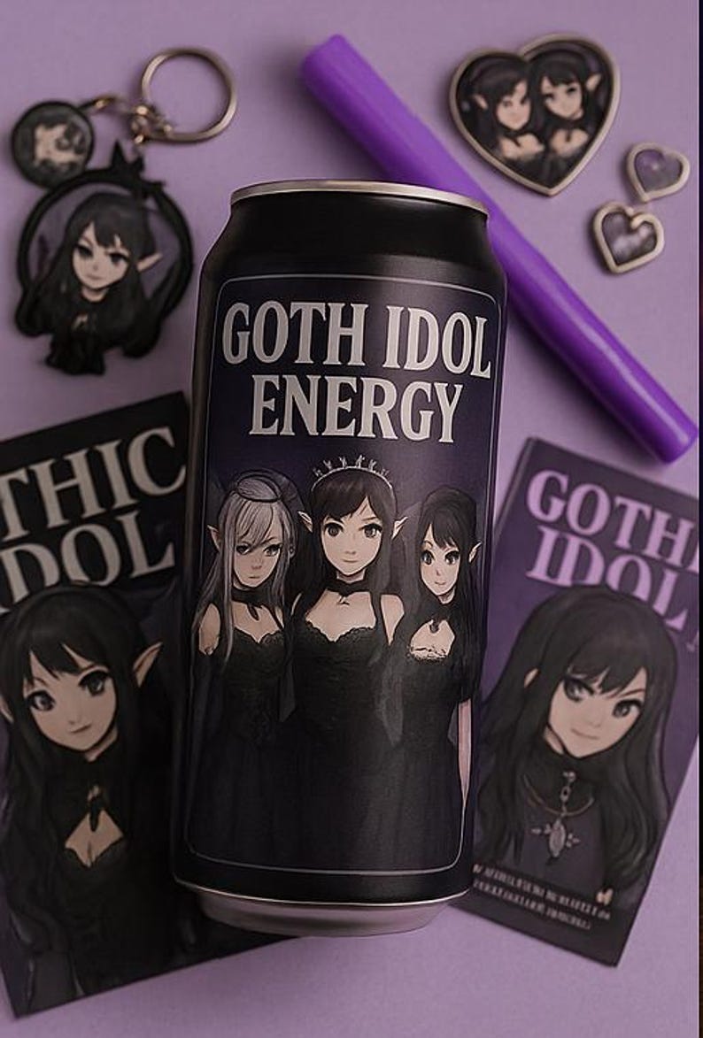 Goth Idol Energy Drink Label | K-pop Printable Can Wrap | Goth Fairy ...