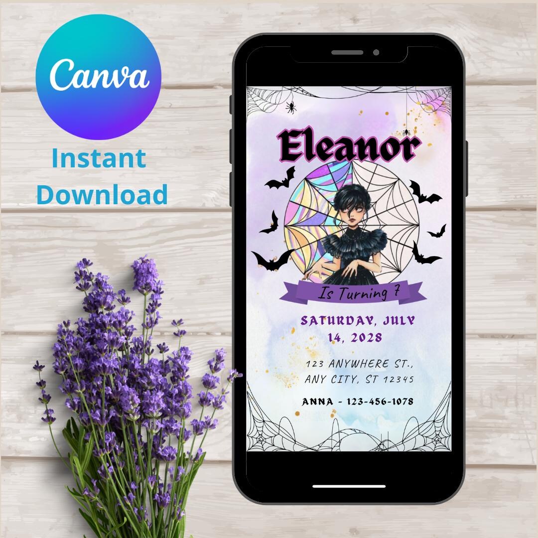 Wednesday Birthday Invitation Template, Editable Kids Evite (digital ...