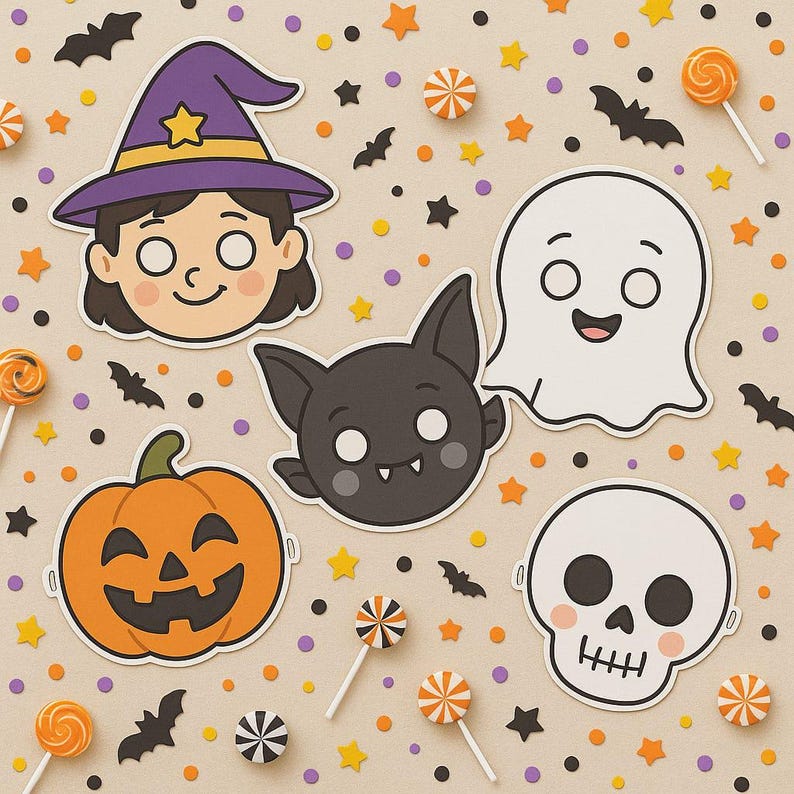 Printable Cute Halloween Masks for Kids, Digital Download Vampire and ...