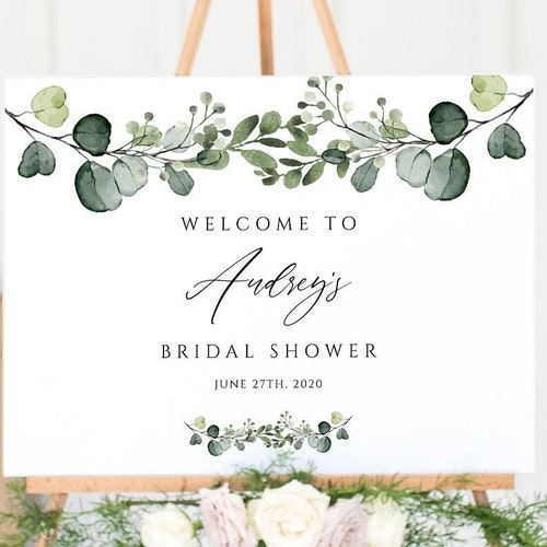 Eucalyptus Welcome Sign Template Bridal Shower / Hen Party / - Etsy
