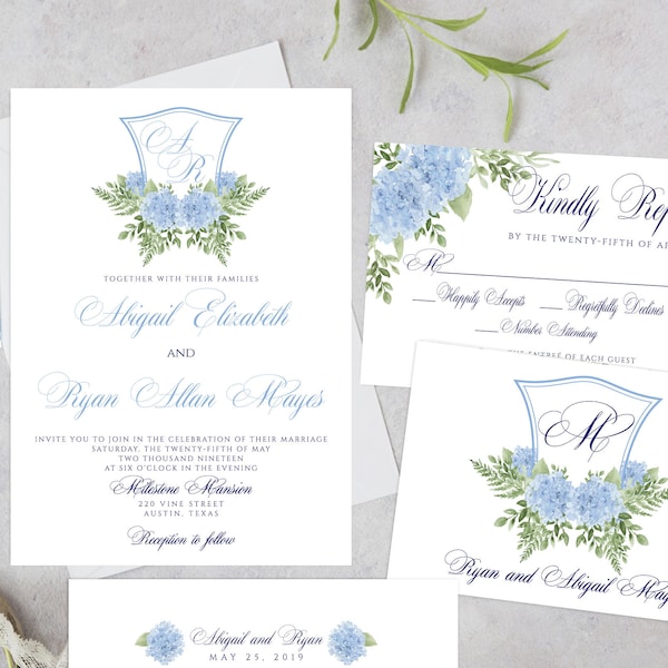 Hydrangea Wedding Invitation - Etsy