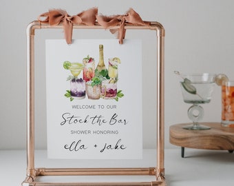 Welcome Sign Stock the Bar Couples Shower - Etsy