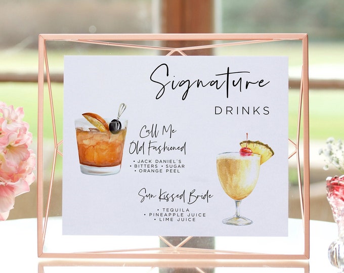 Signature Drink Template Modern Editable Drink Menu - Etsy