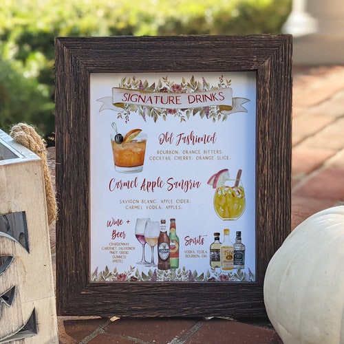 Fall Signature Drinks Sign Autumn Signature Cocktails - Etsy