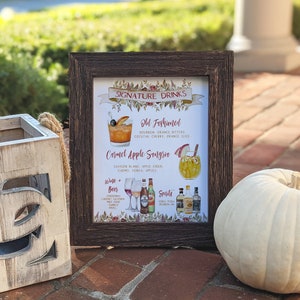 Fall Signature Drinks Sign: Autumn Cocktails Bar Menu (template) - Etsy