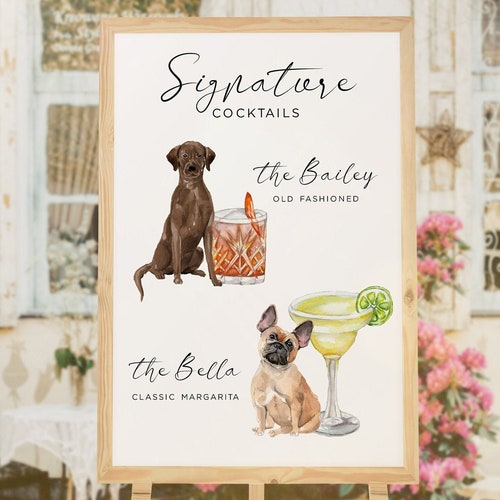 Pet Signature Drink Sign Two Pets Two Drinks Dog Bar Sign - Etsy