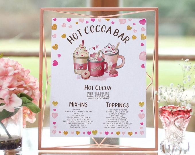 Hot Cocoa Bar Menu Template Hot Chocolate Sign Valentines - Etsy