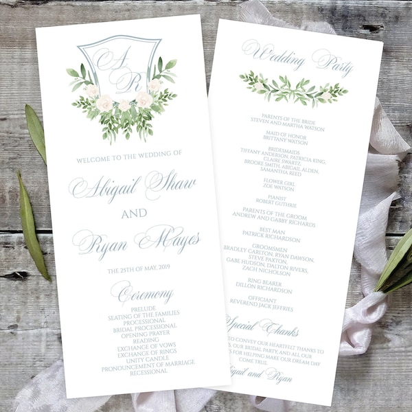 Printable Wedding Program - Etsy
